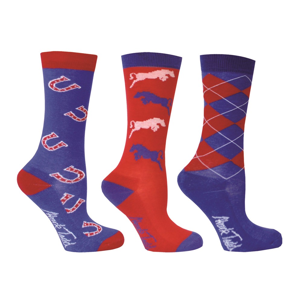 Mark Todd Childrens' Socks Red/Navy/White - Old Dairy Saddlery