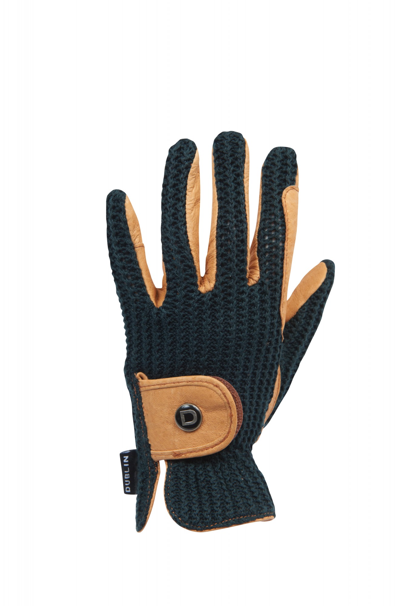 Dublin Adults Crochet Riding Gloves (Natural/Navy) - Old Dairy Saddlery