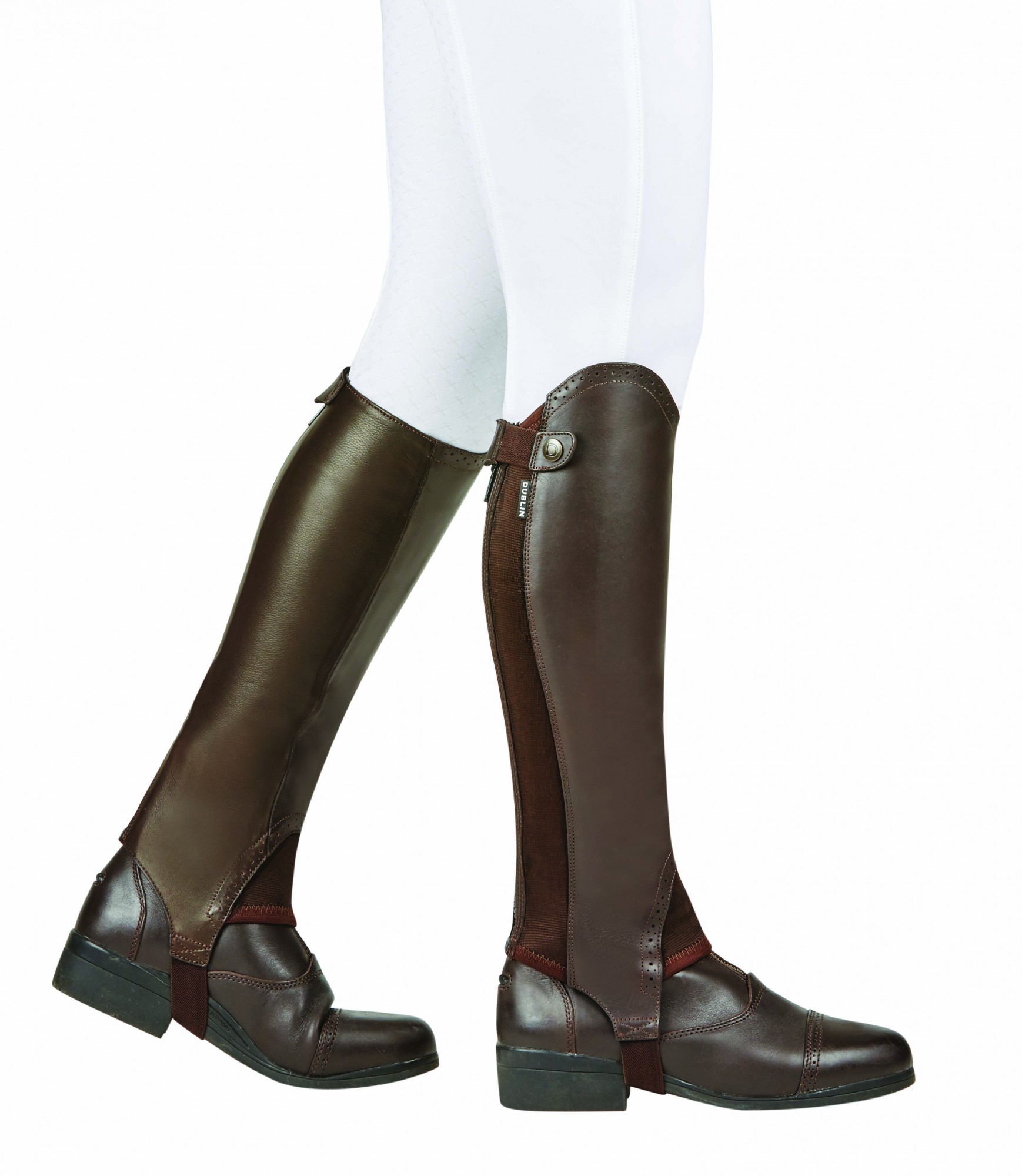 Dublin Adults Evolution Rear Zip Half Chaps (Brown) - Old Dairy Saddlery
