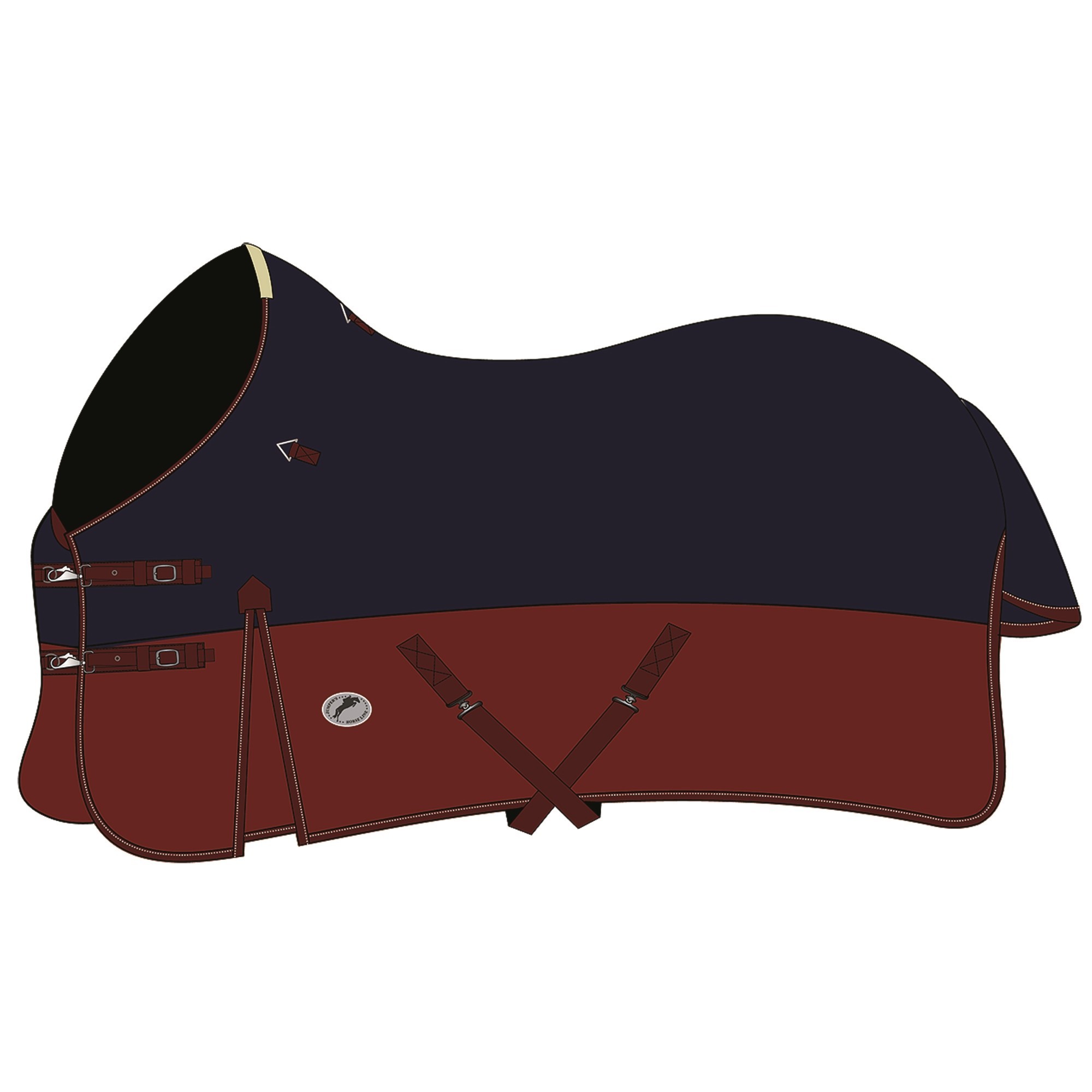 JHL Mediumweight Turnout Rug Navy & Burgundy - Old Dairy Saddlery