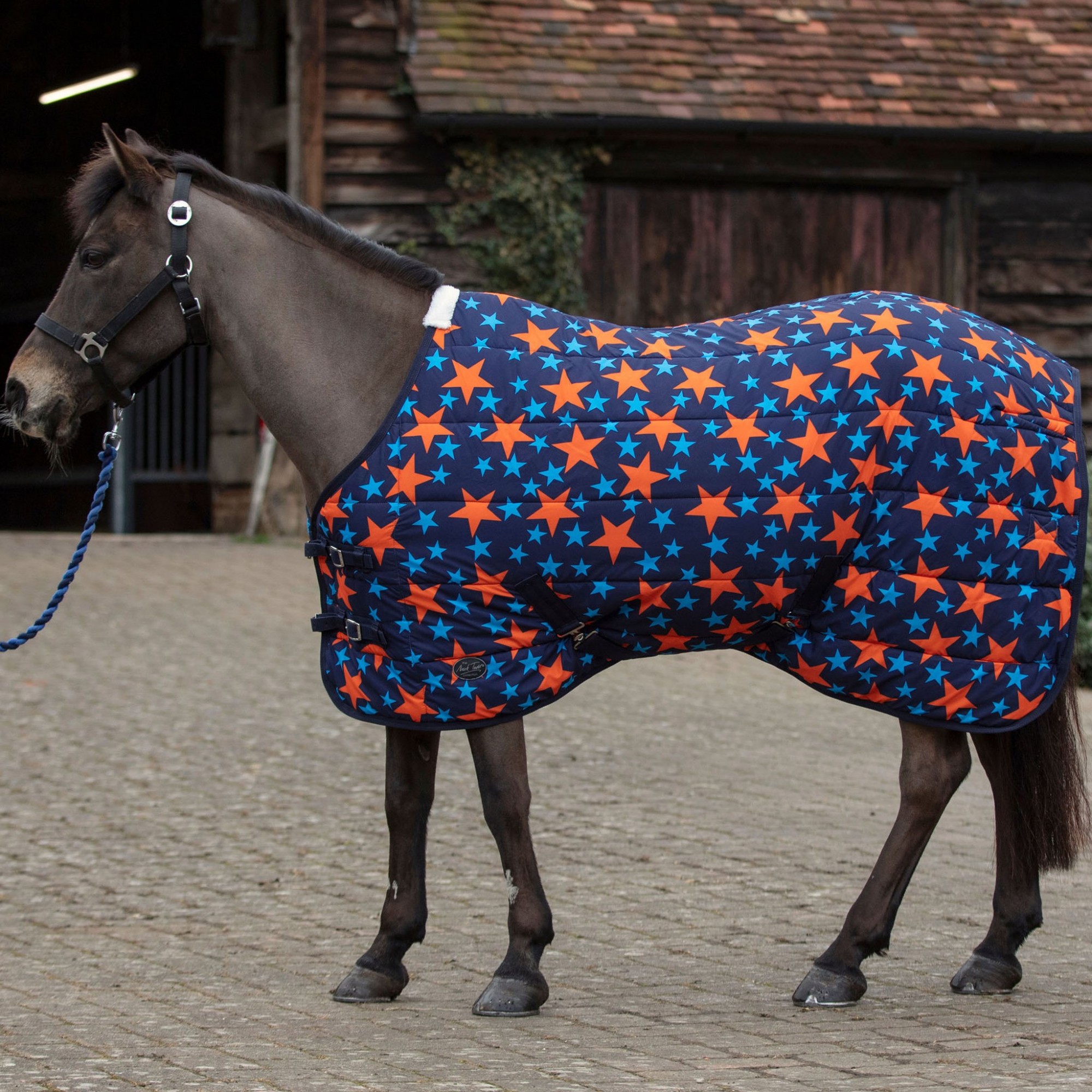 Mark Todd Medium Weight Pony Stable Rug (Navy/Orange Stars) - Old Dairy ...