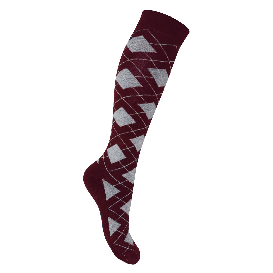 Mark Todd Women's Argyle & Stripe Long Socks Burgundy & Grey - Old ...