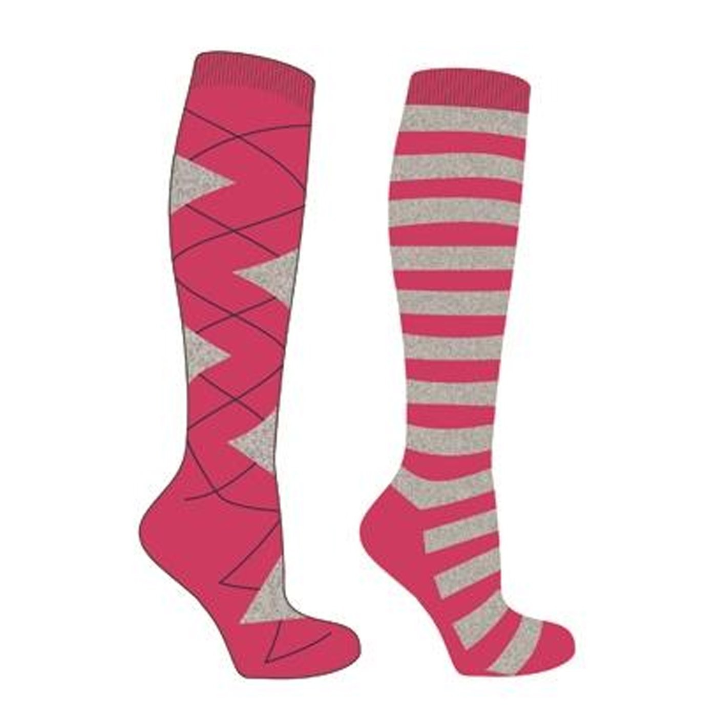 Mark Todd Woman's Argyle & Stripe Twin Pack Long Socks - Old Dairy Saddlery