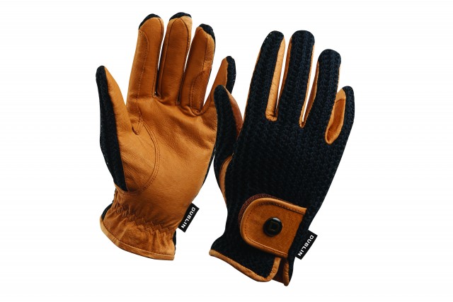 Dublin Adults Crochet Riding Gloves (Natural/Black) - Old Dairy Saddlery