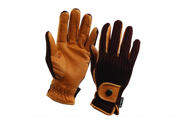 Dublin Adults Crochet Riding Gloves (Natural/Brown) - Old Dairy Saddlery