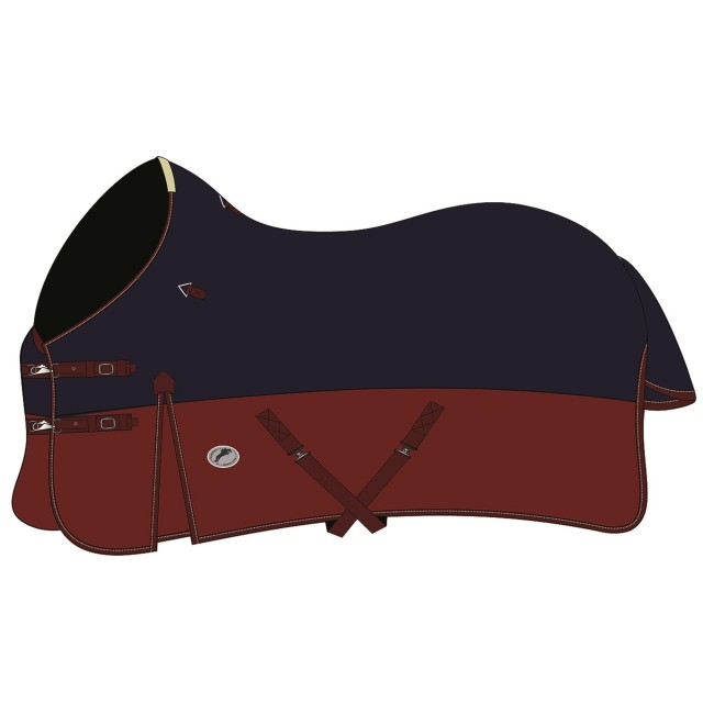 JHL Mediumweight Turnout Rug Navy & Burgundy - Old Dairy Saddlery